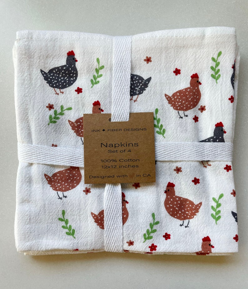 Gift for Chicken Lover Reusable Napkins Cocktail Napkins Cloth Napkins ...