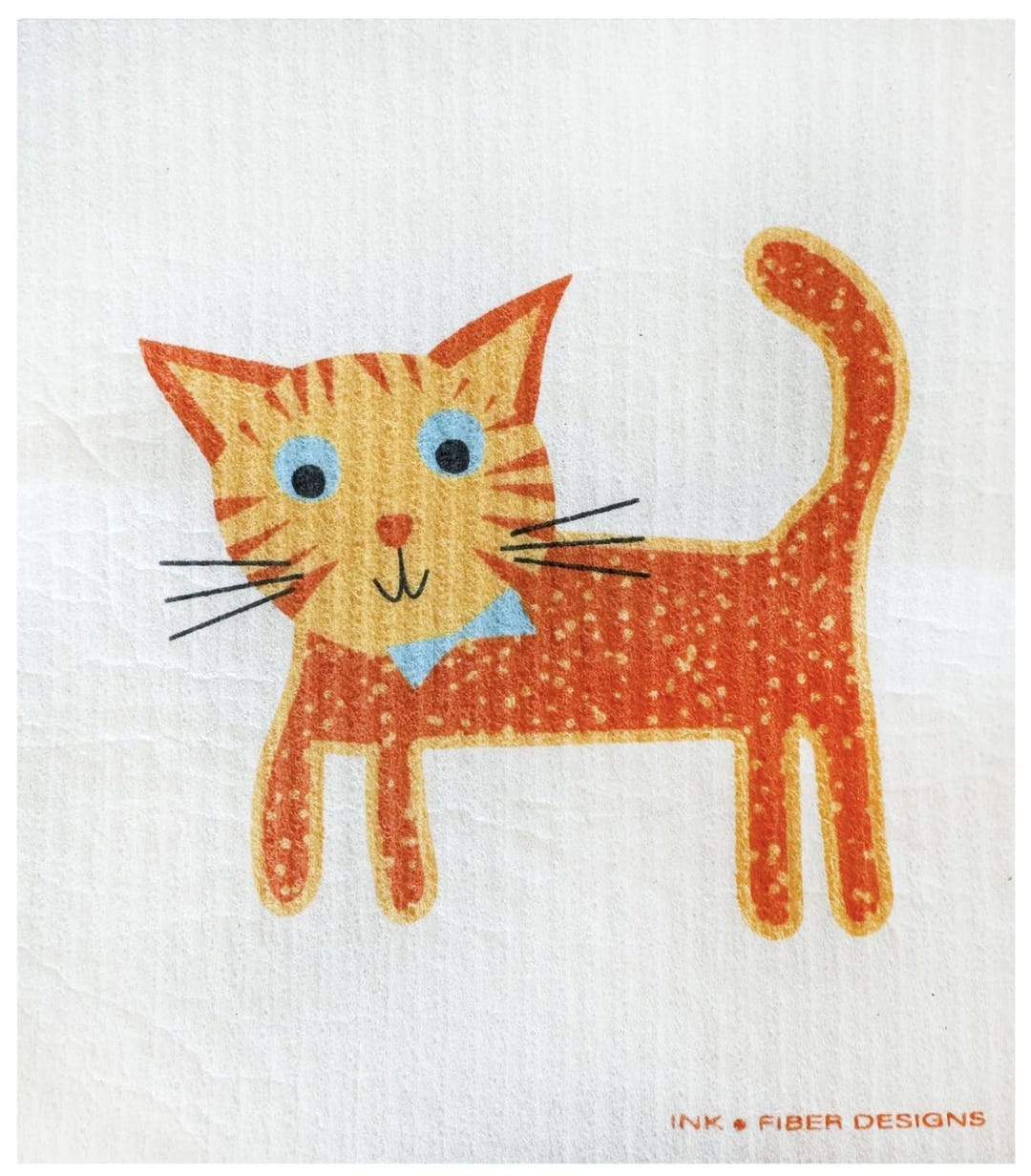 Cat Swedish Dishcloth Gift for Cat Lover Cat Themed Gift Swedish Sponge ...