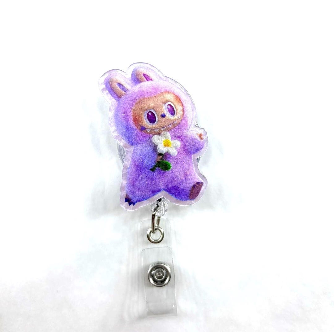 Labubu the Monsters Big Into Energy Purple Badge Reel ID Holder - Etsy