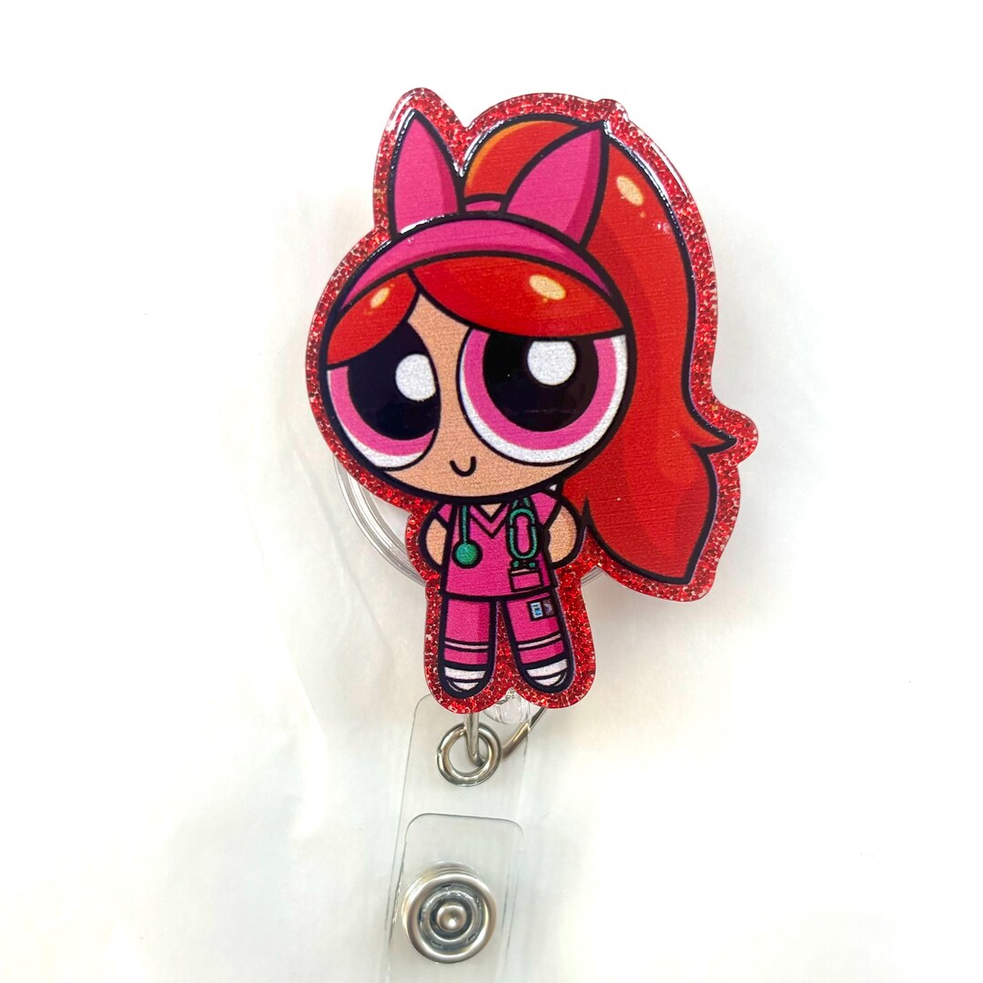 Blossom Powerpuff Girls Nurse Doctor Medical Scrubs Badge Reel ID ...