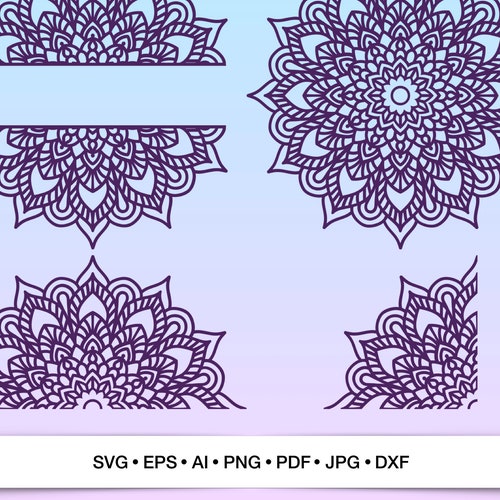 Half Mandala Svgmonogram Mandala Svg Files for Cricutmandala - Etsy