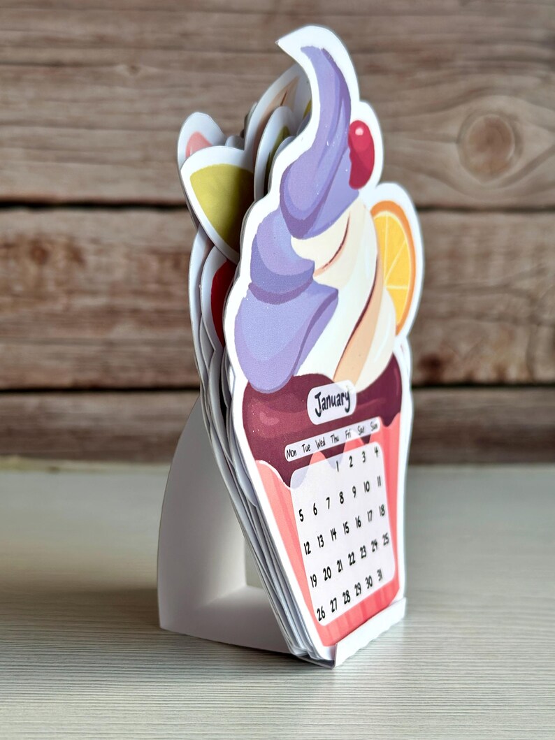 2026 Printable Cupcake Desk Calendar, PNG for Cutting Machine ...