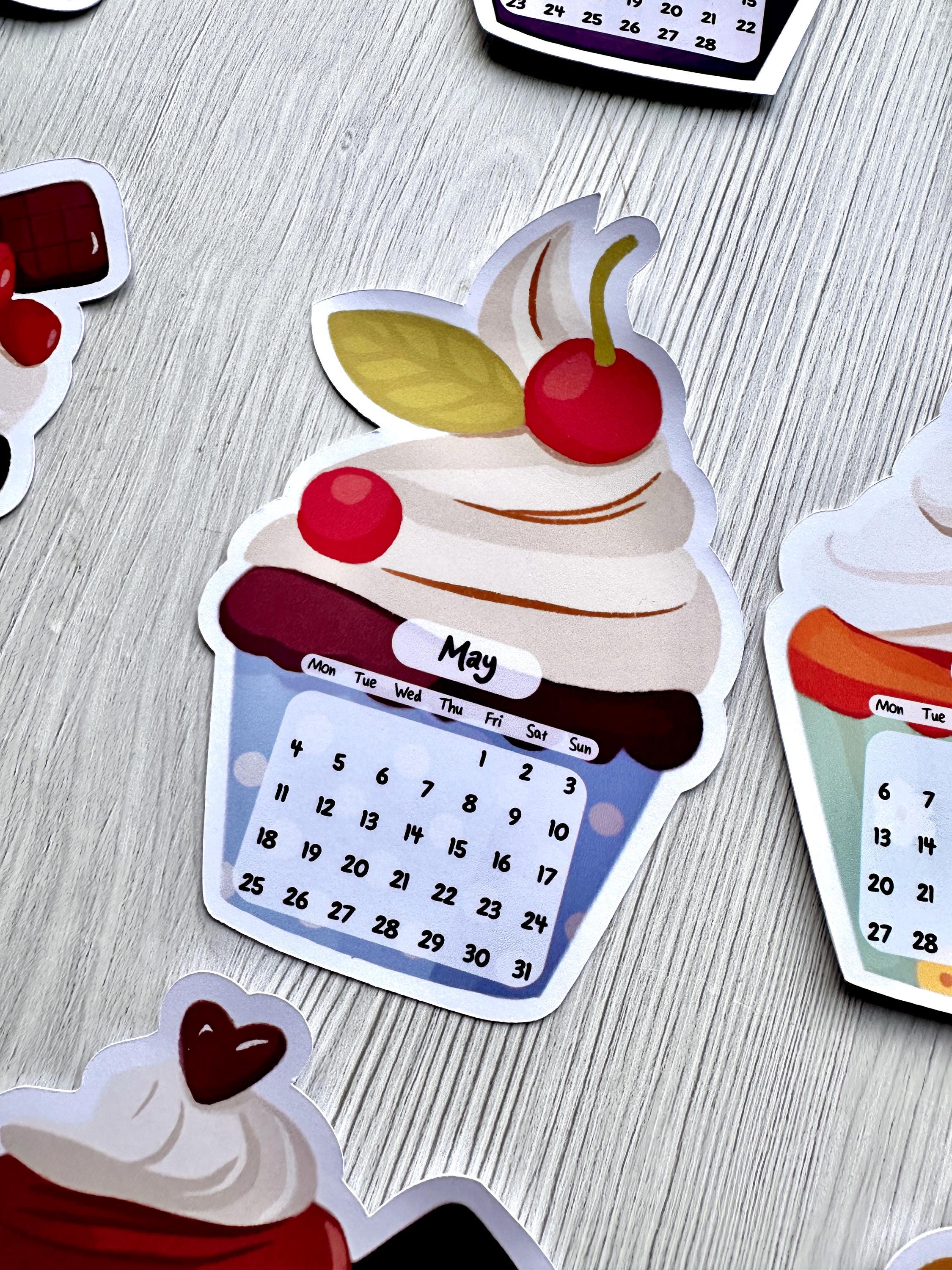 2026 Printable Cupcake Desk Calendar, PNG for Cutting Machine ...