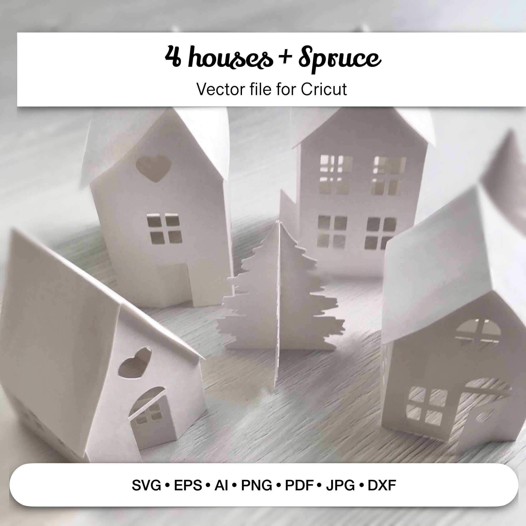 Paper Christmas Houses SVG Paper Village - Etsy