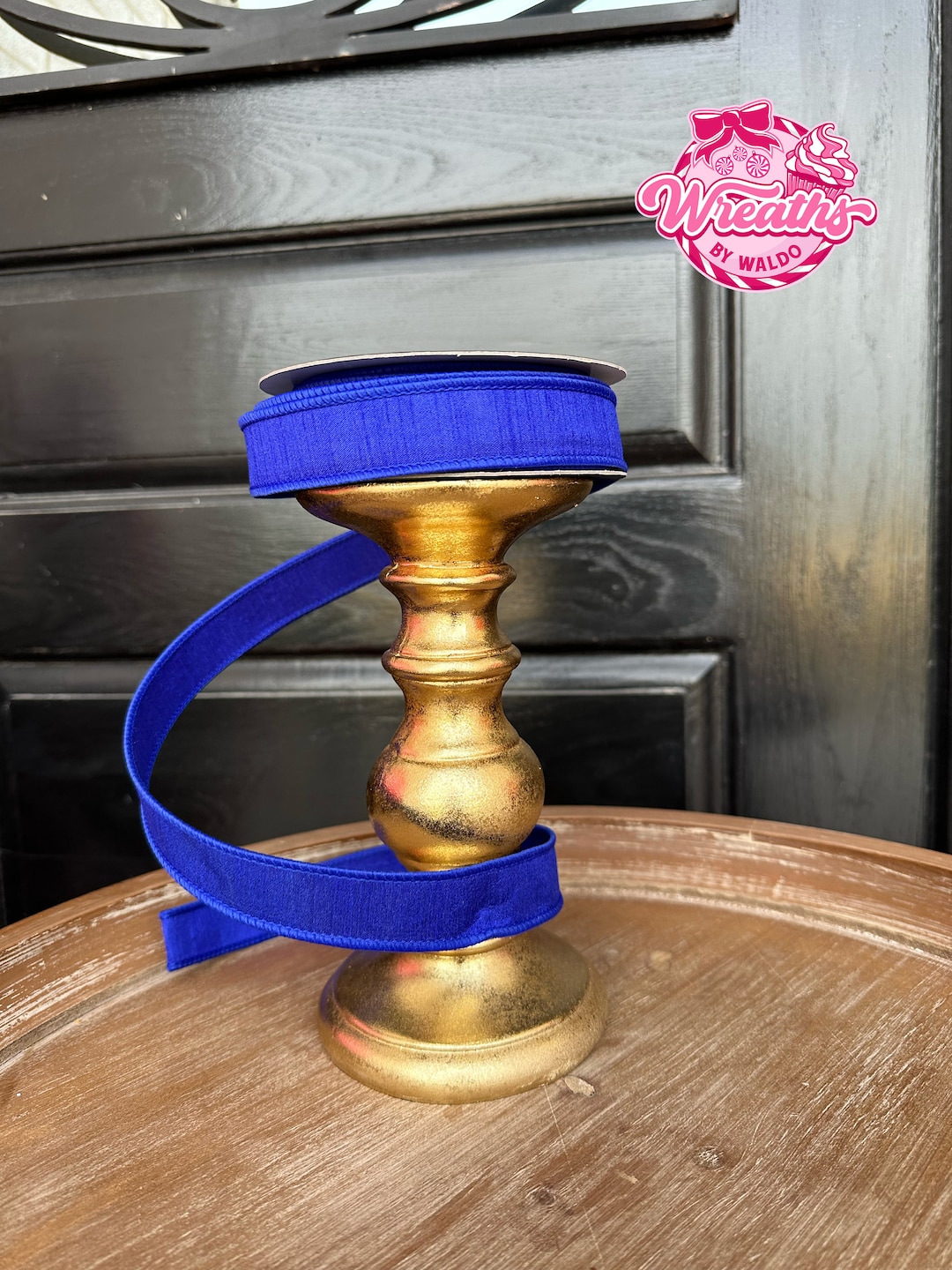 1 Inch Royal Blue Dupion Ribbon, Farrisilk Wired Ribbon, Designer Wired ...