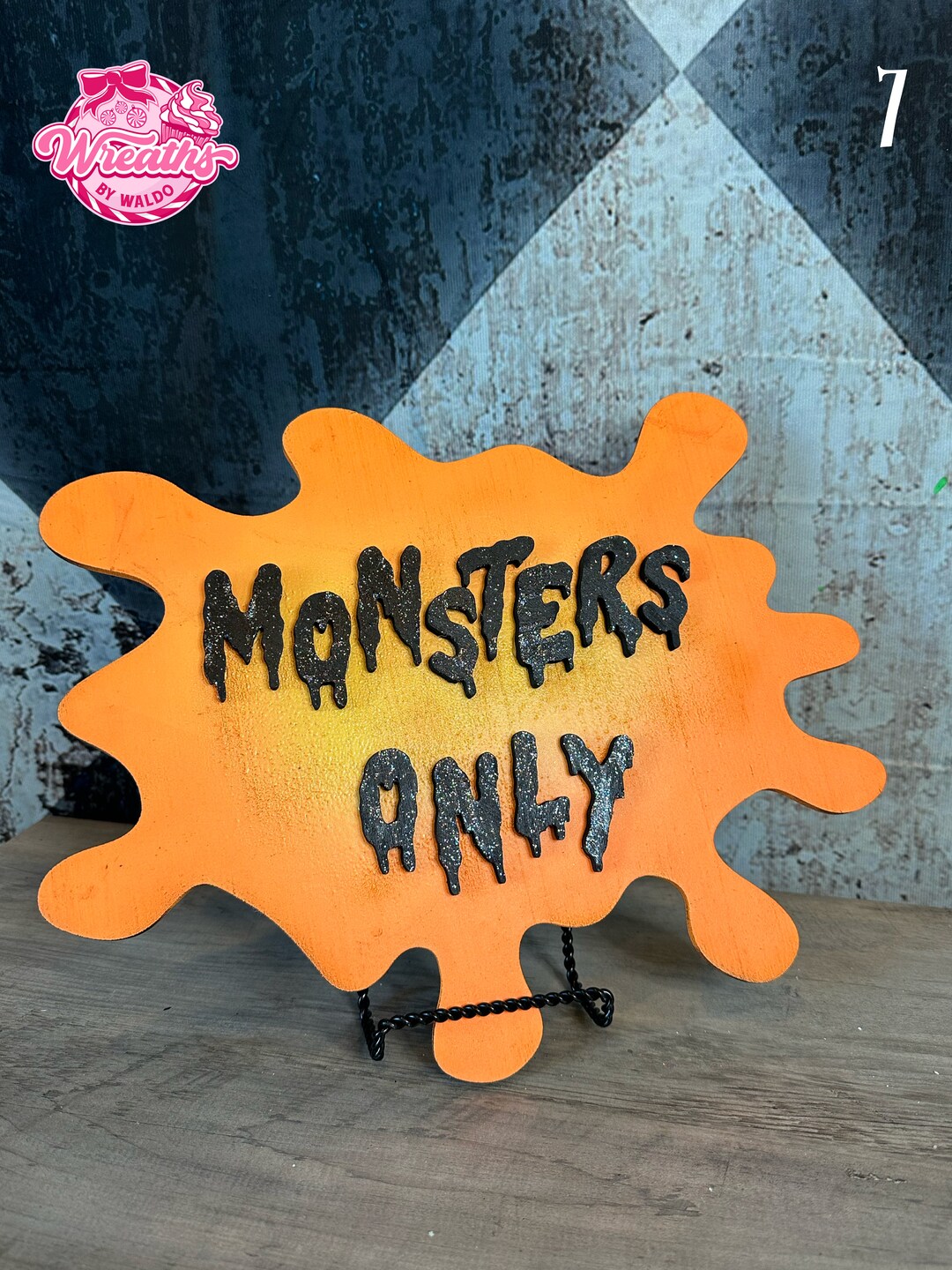Orange Monsters Only Sign, Halloween Sign, Halloween Wreath Sign ...