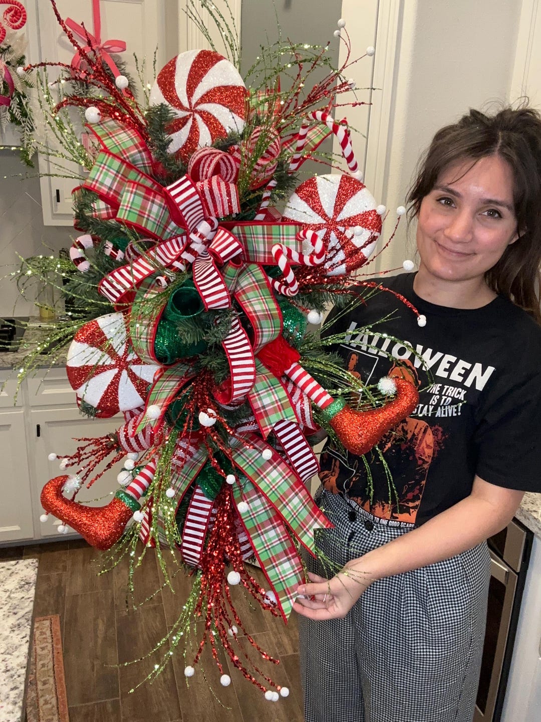 Christmas Elf Swag, Elf Wreath, Candyland Christmas Decor, Winter ...