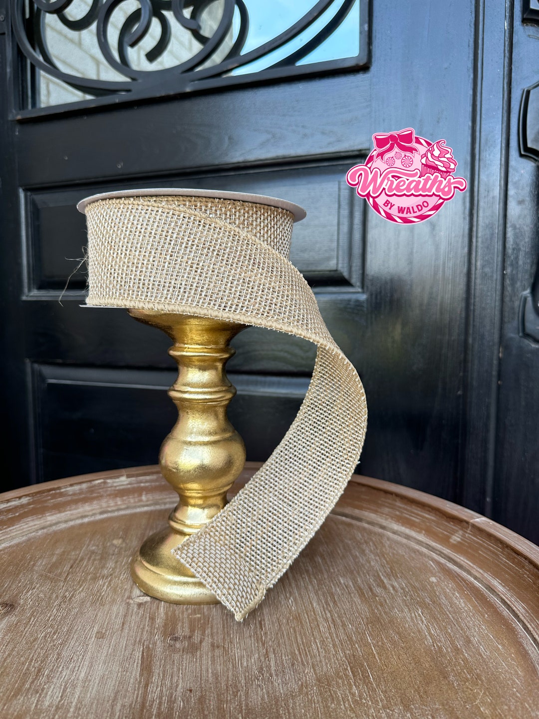 2.5 Inch 10 Yd Jute Burlap Ribbon, Farrisilk Wired Ribbon, Designer ...