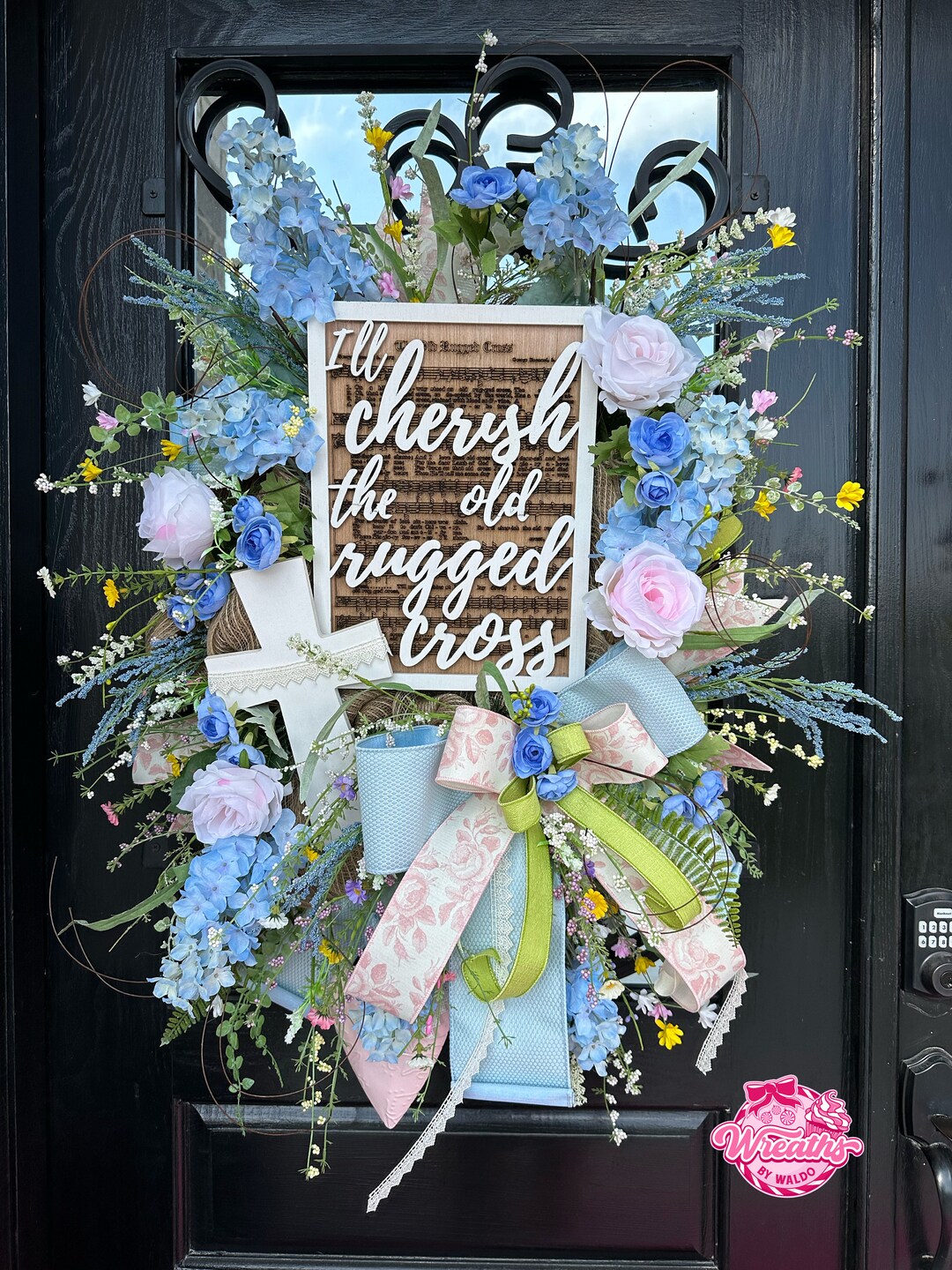 Religious Wall Decor, Spring Wreaths for Front Door, Pray Decor, Floral ...