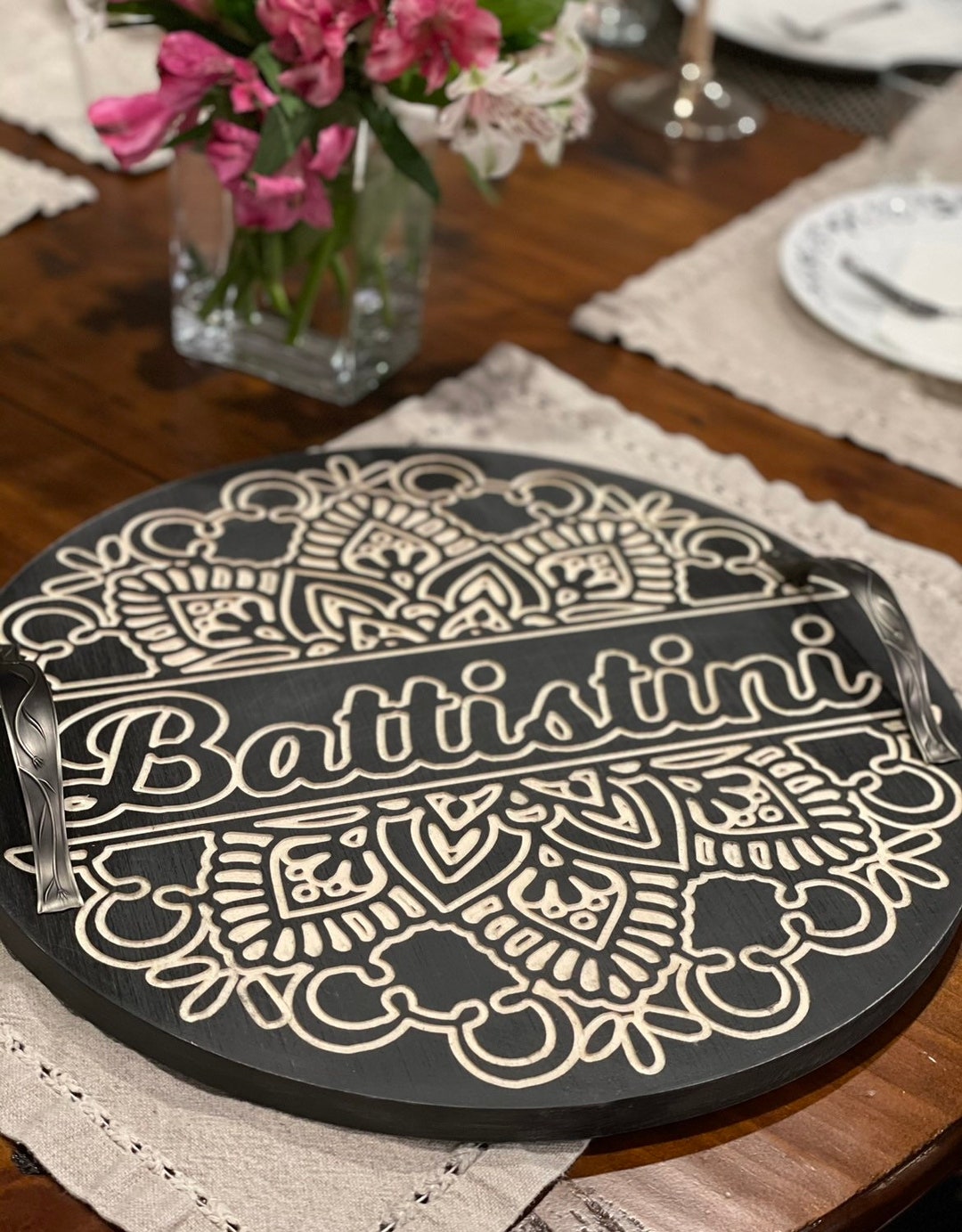 Personalized Wood Tray / Mandala Tray / Last Name Tray / Coffee Table ...