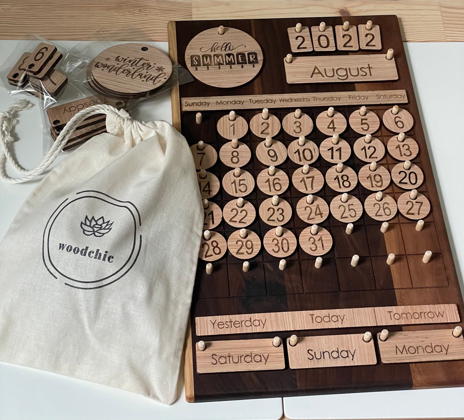 Wooden Perpetual Calendar, Montessori Calendar, Homeschool Calendar ...