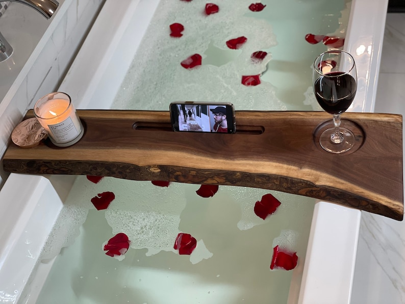 Bath Caddy | Luxurious Personal Spa Made Using Cherry or Walnut Live ...