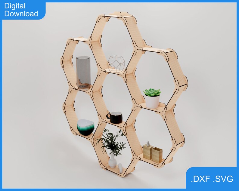 Hexagonal Wall Shelf .SVG .DXF Templates - Etsy