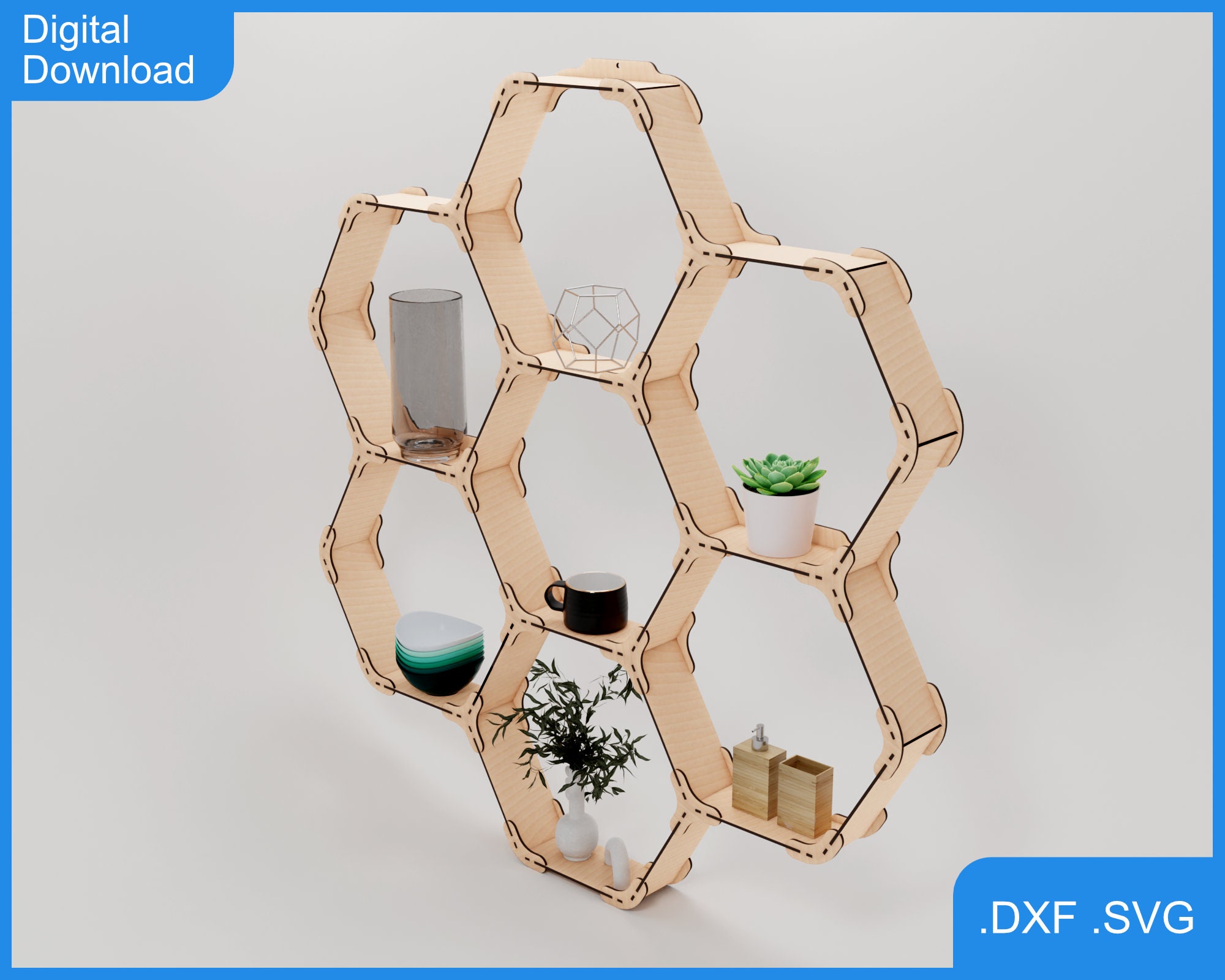 Hexagonal Wall Shelf .SVG .DXF Templates - Etsy