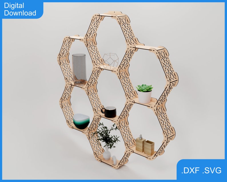 Hexagonal Wall Shelf .SVG .DXF Templates - Etsy
