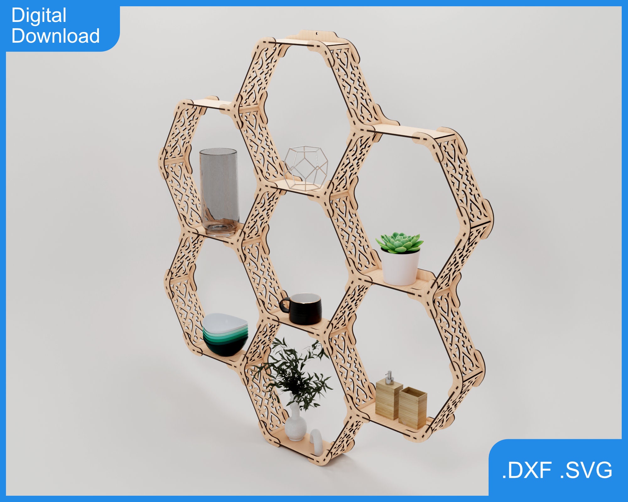 Hexagonal Wall Shelf .SVG .DXF Templates - Etsy