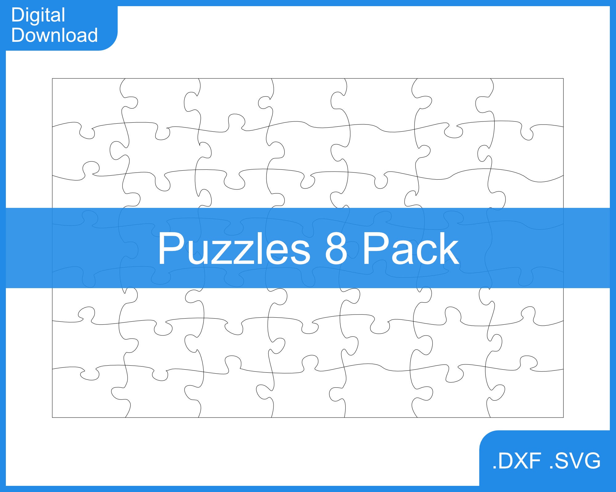 8 Pack Jigsaw Vector DXF/SVG Files for Cutting Machines, Circular ...