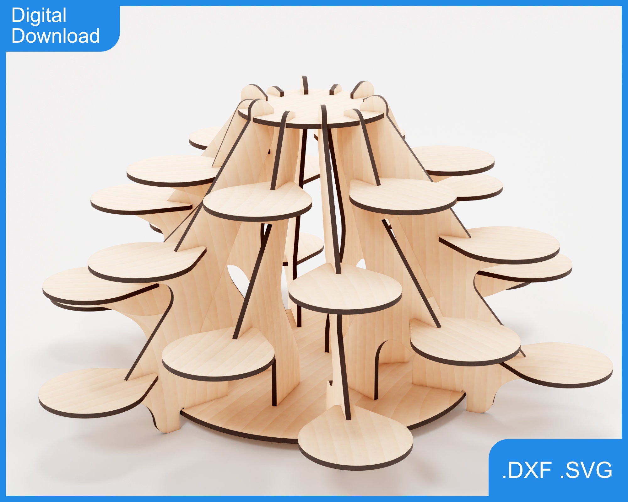 Tiered Cup Cake Display Stand, DXF File, Laser Cutting, Make Your Own ...