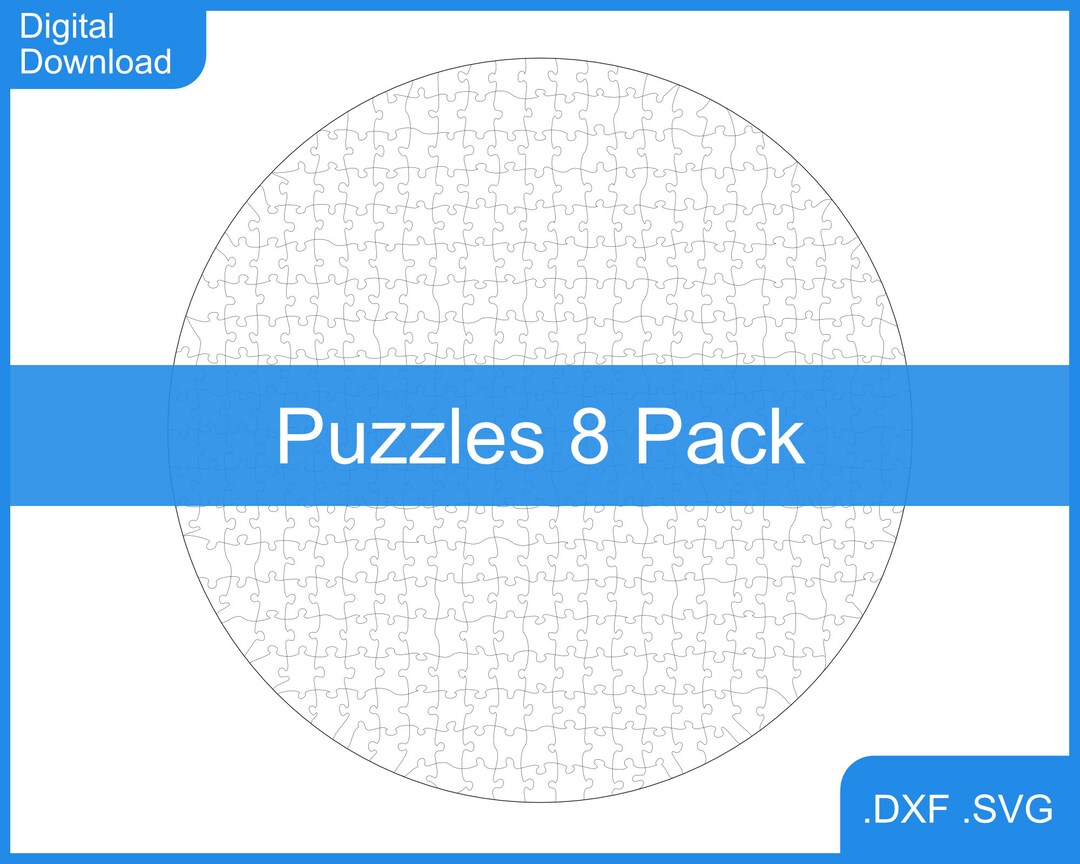 8 Pack Jigsaw Vector DXF/SVG Files for Cutting Machines, Circular ...