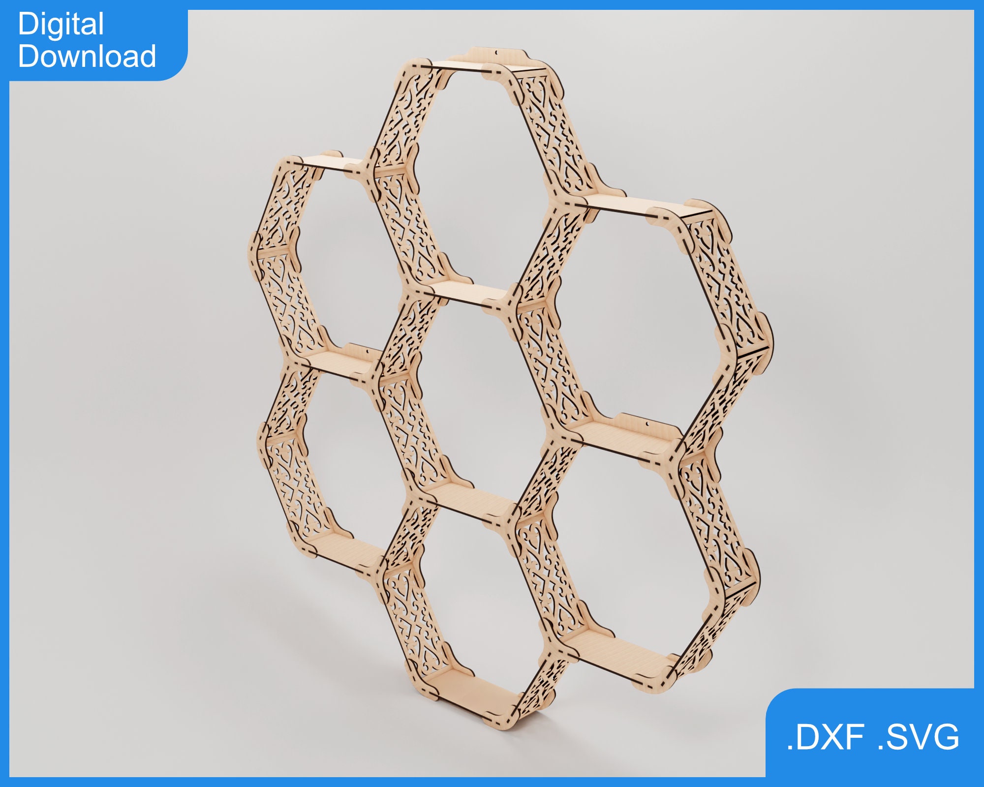 Hexagonal Wall Shelf .SVG .DXF Templates - Etsy