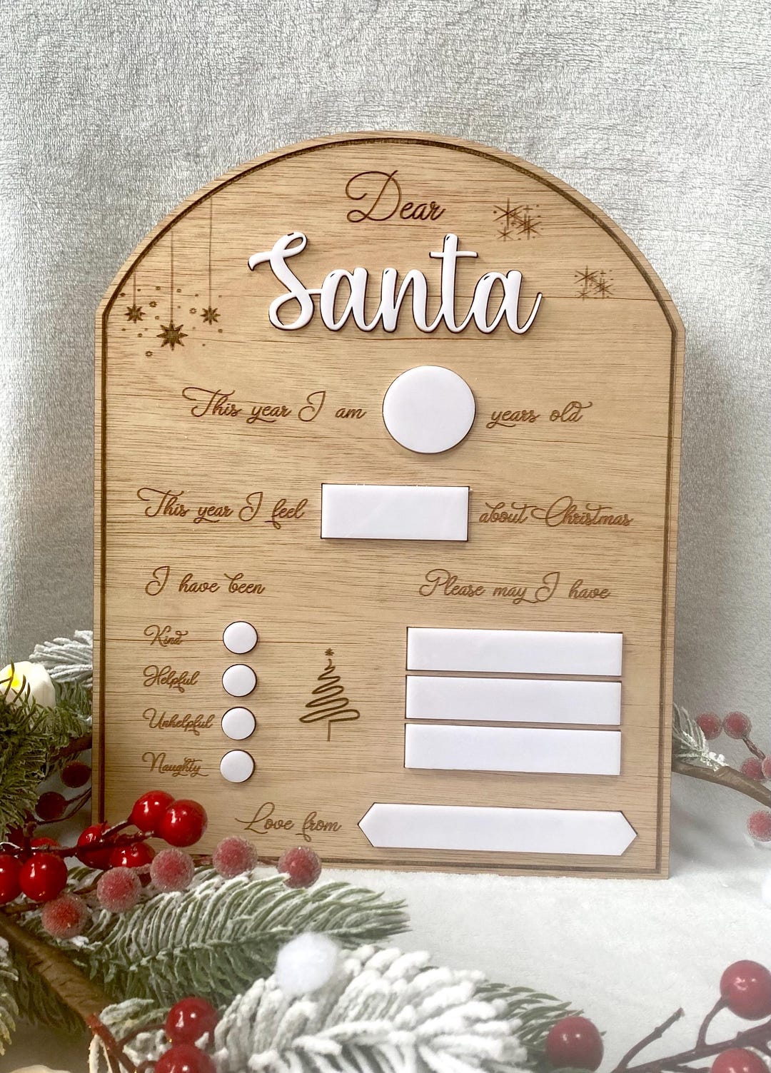 Reusable Wooden Dear Santa Letter, Christmas Wish List - Etsy