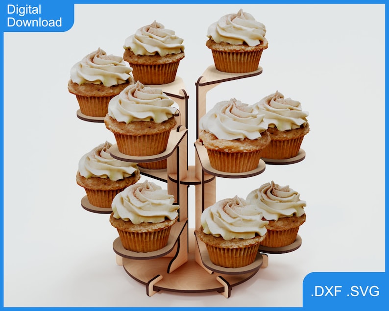 Spiral Cup Cake Display Stand, DXF File, Laser Cutting, Make Your Own ...