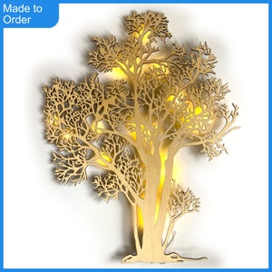 Tree Wall Art With LED Lights, LED Wall Decor, Wooden Wall Decor ...