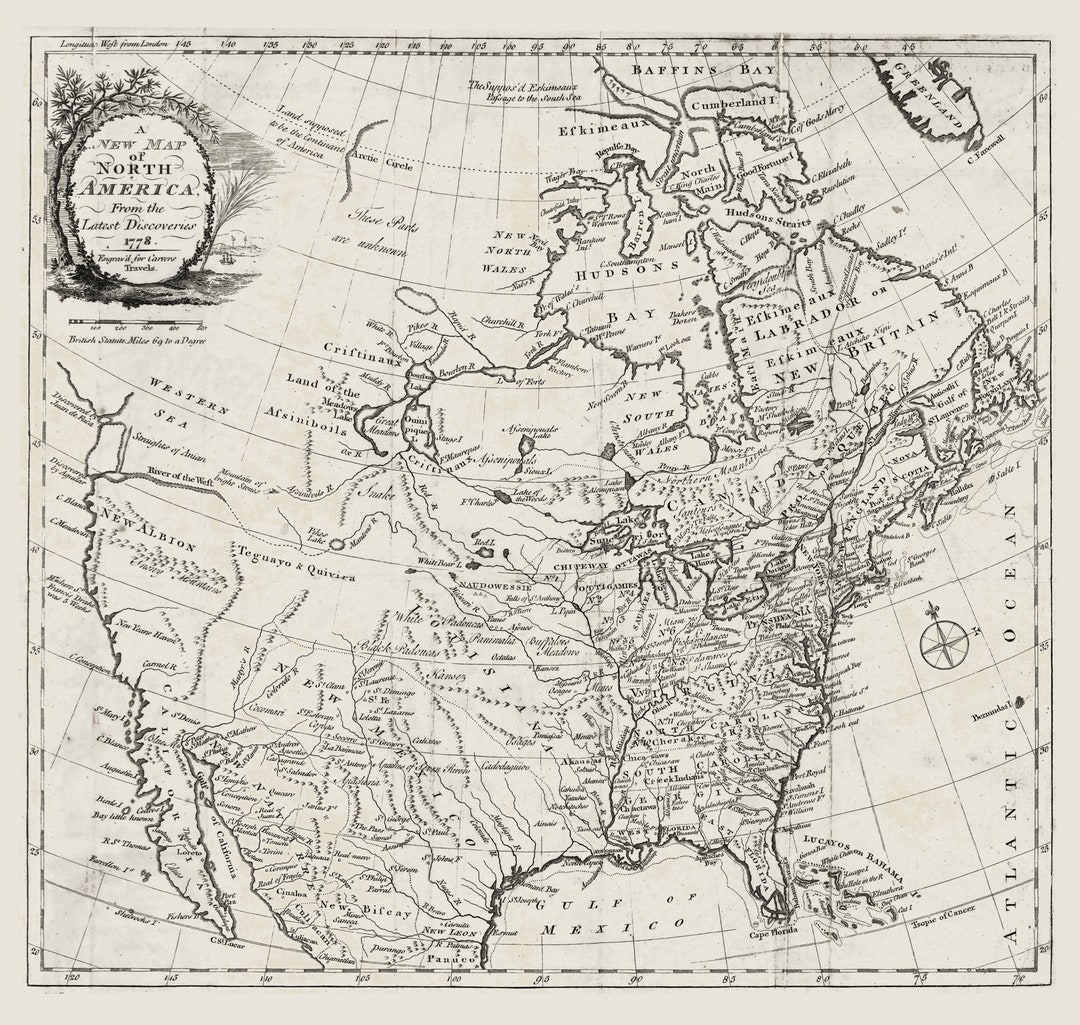 Carver, A New Map of North America, From the Latest Discoveries, 1778 ...