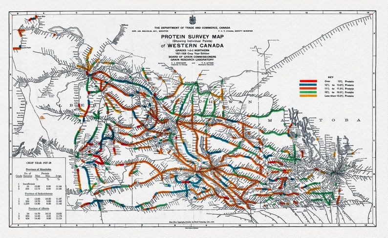 Map of Western Canada Showing the Protein Content of Red Spring Wheat ...