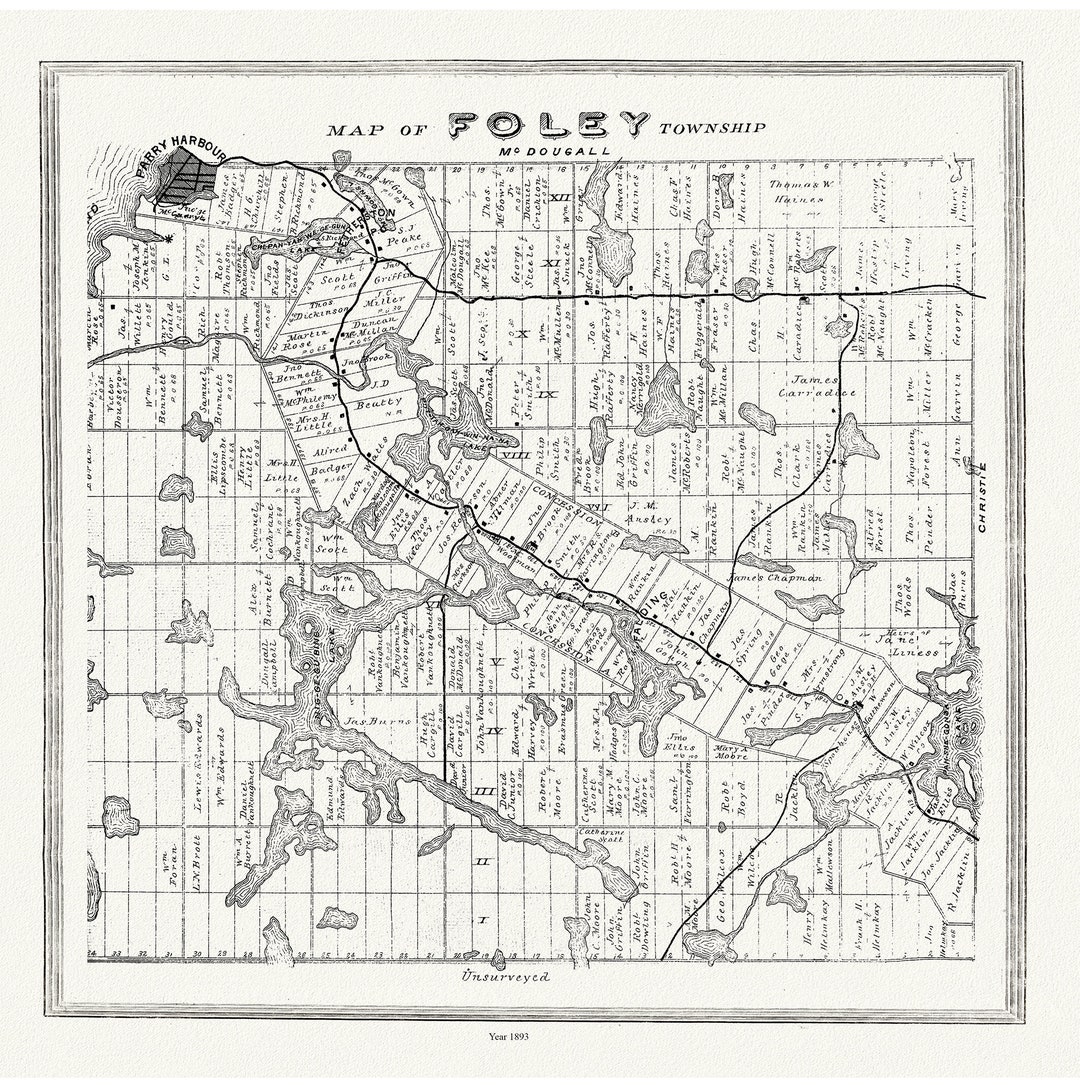 Muskoka-Haliburton Foley Township 1893 Karte auf schwerer - Etsy Österreich