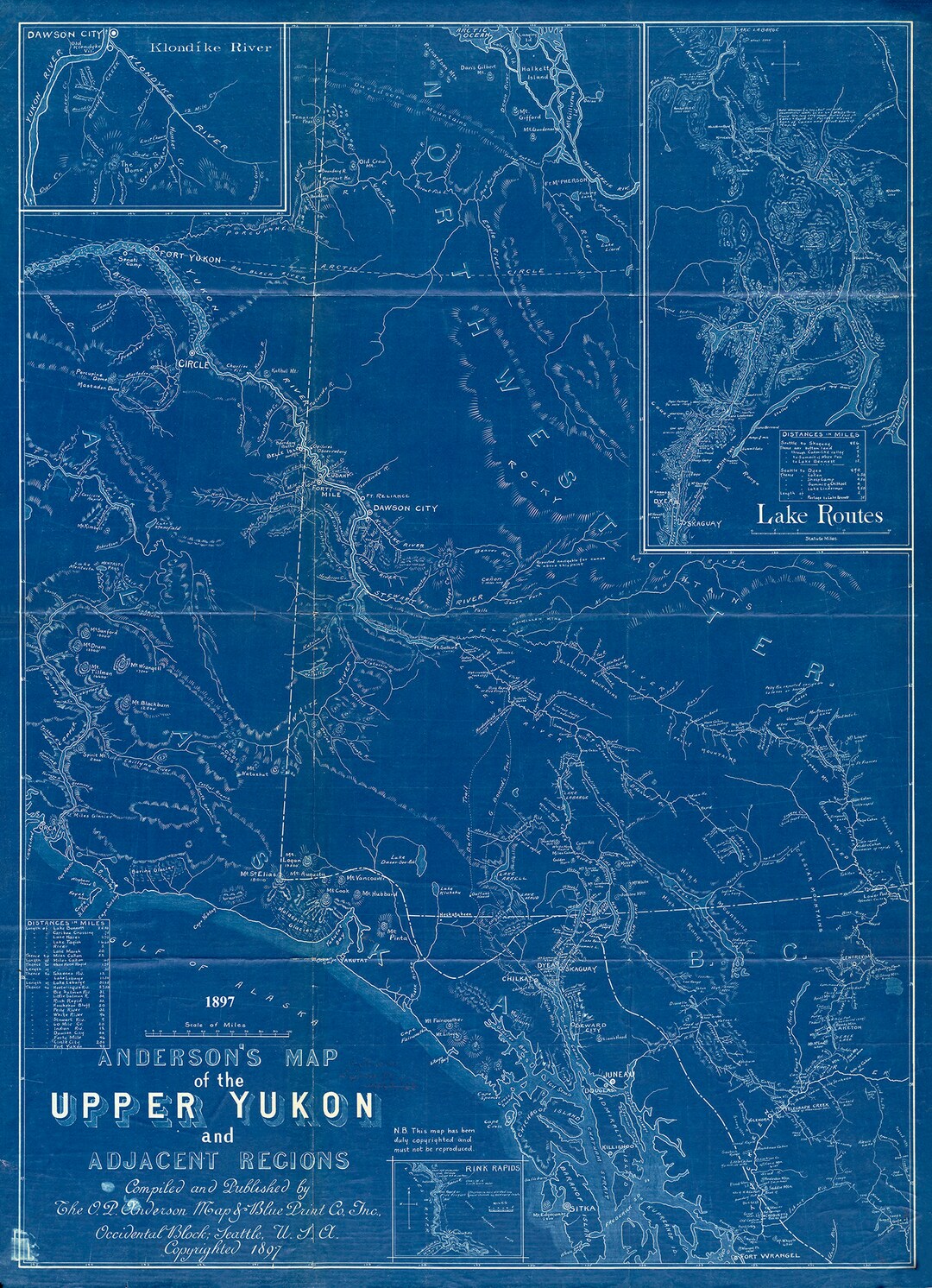 Anderson's Map of the Upper Yukon and Adjacent Regions, 1897, Cyanotype ...