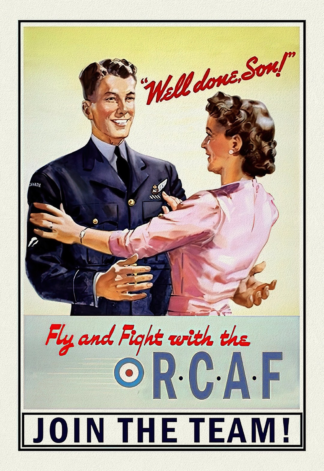 RCAF, Join the TEAM, Map or Poster on Durable Cotton Canvas, 50 X 70 Cm ...
