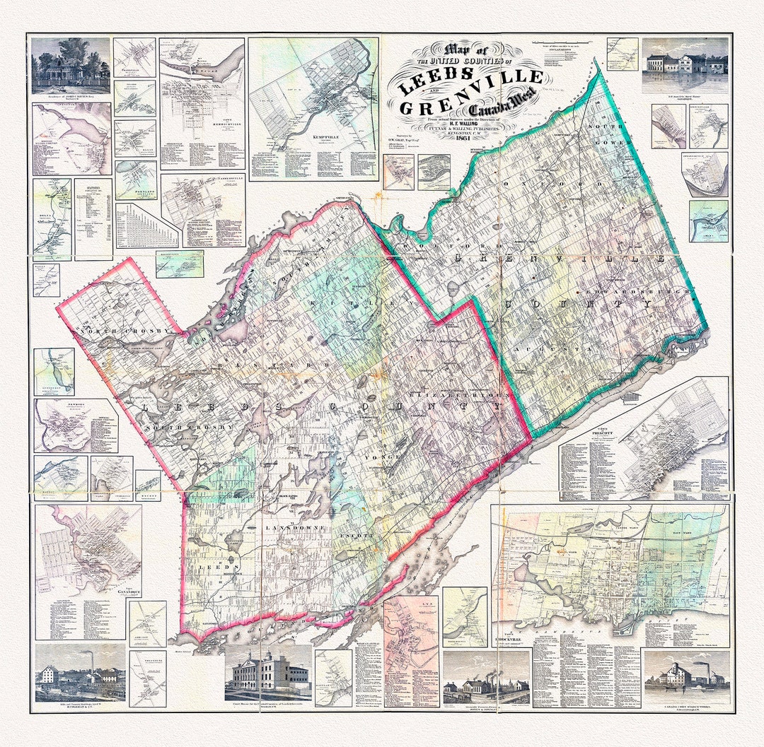 Map of the United Counties of Leeds and Grenville, Canada West.1861 ...