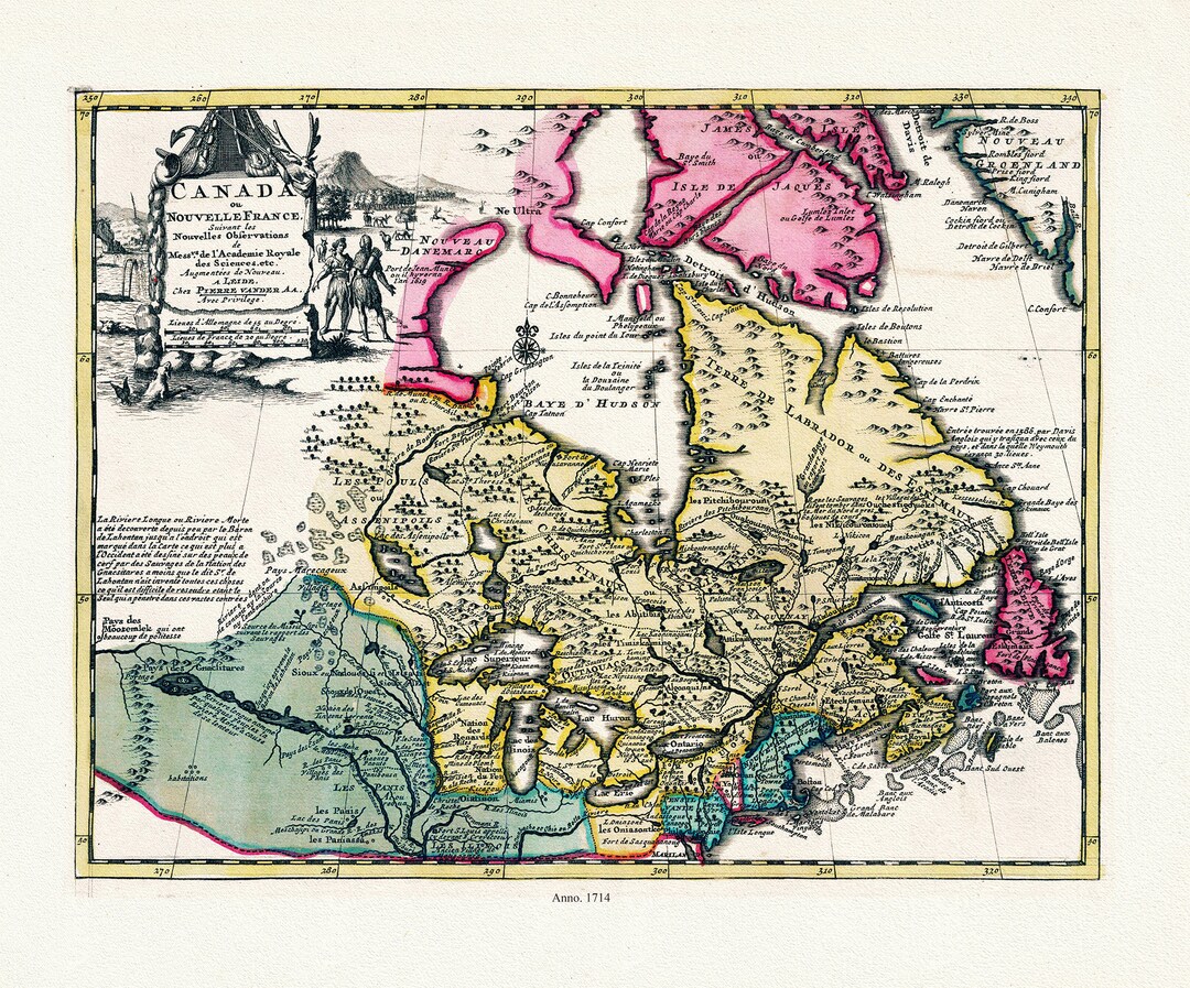 Nouvelle France, 1714, Map on Heavy Cotton Canvas, 22x27" Approx. - Etsy