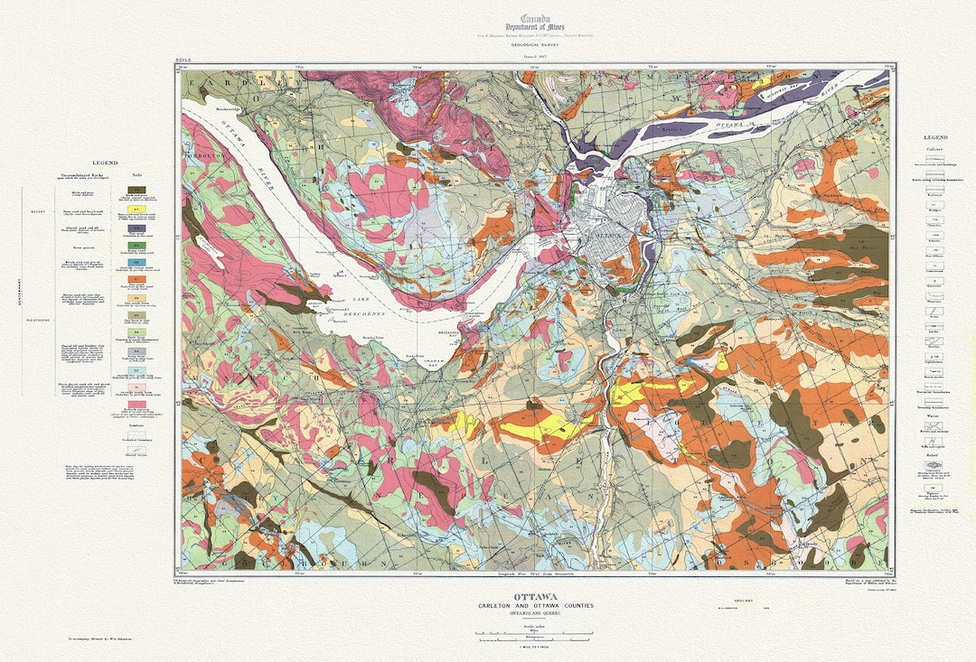 Ontario: Ottawa and Carleton A Geological Map 1917 Map on - Etsy