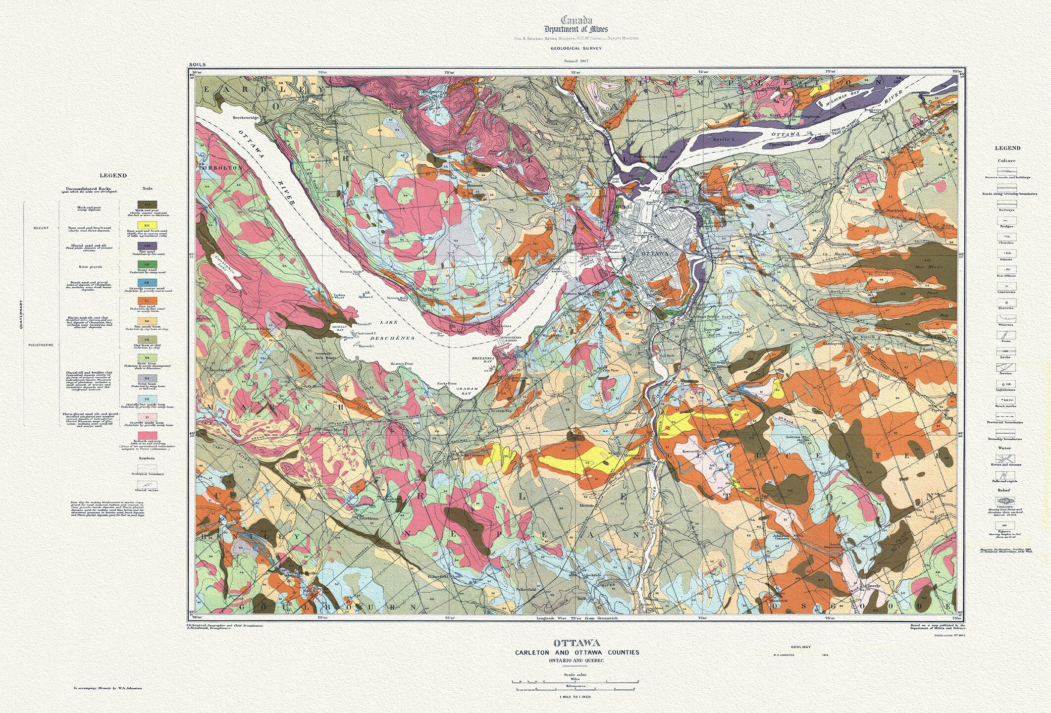 Ontario: Ottawa and Carleton A Geological Map 1917 Map on - Etsy