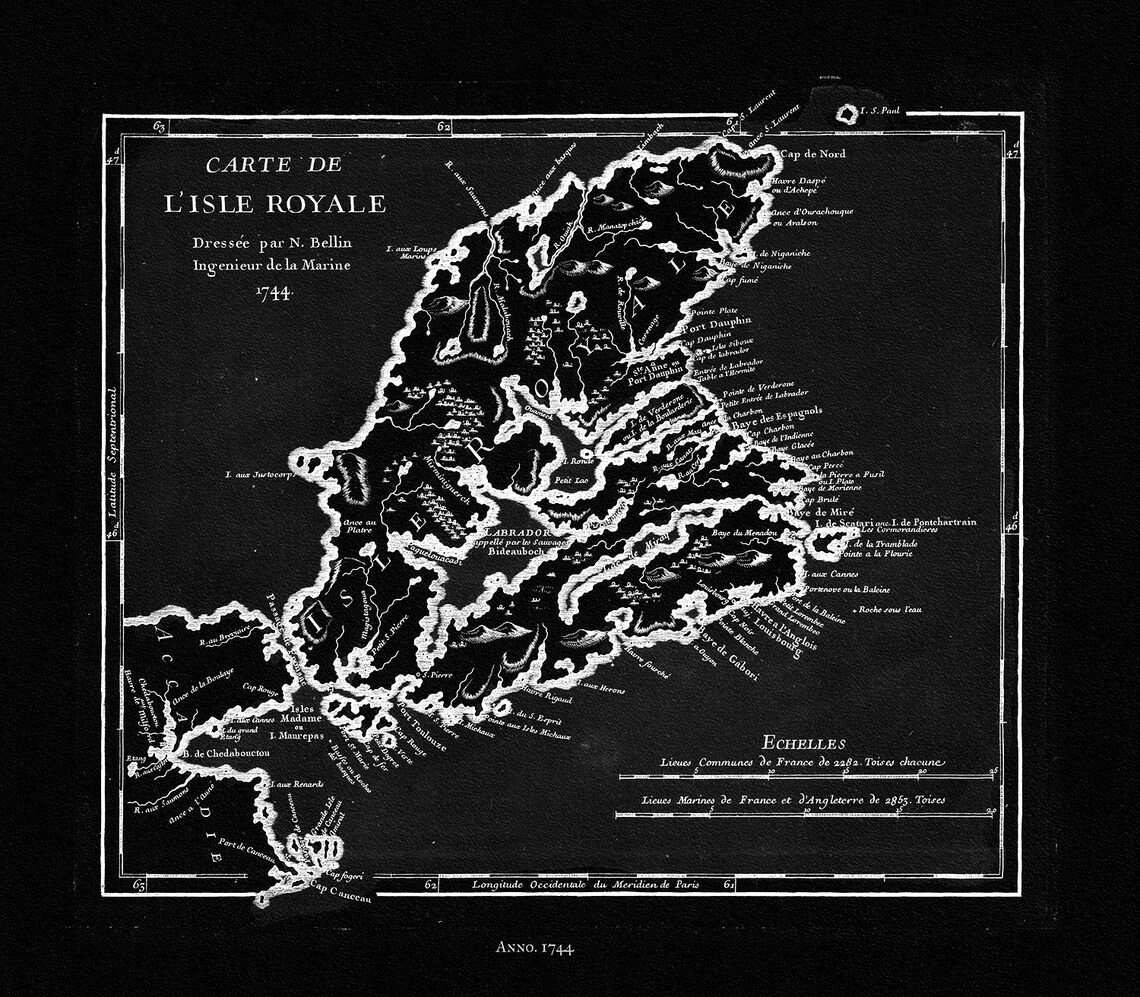 Bellin, Carte de L'isle Royalee, 1744 Ver. BWI, Landkarte auf ...