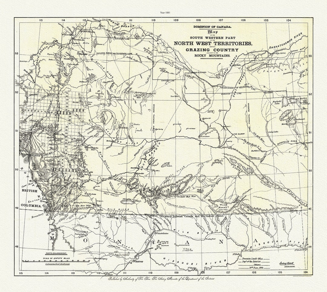 Map of South Western Part of the North West Territories Shewing Grazing ...