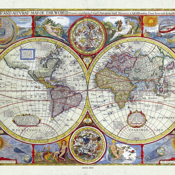 1626 Map of the World - Etsy
