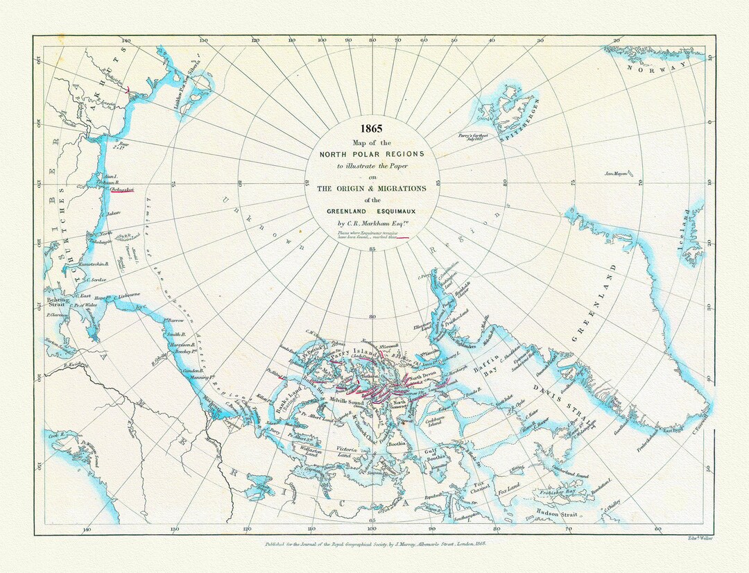 Mapa de las regiones polares del norte para ilustrar el origen ...