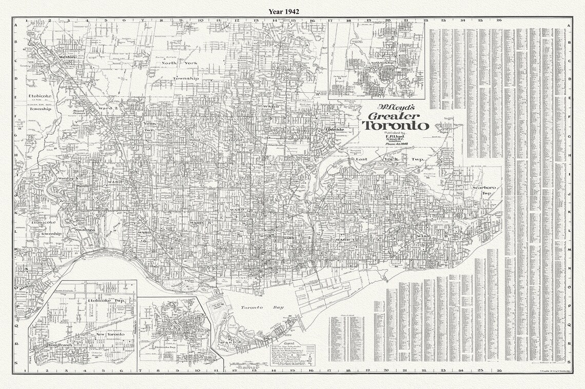 Lloyd's Map of Greater Toronto 1942 Lloyd's Map - Etsy Canada
