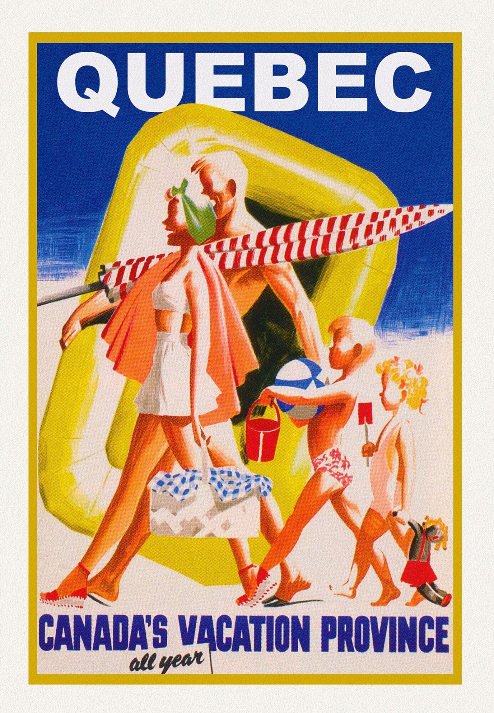 Quebec, Canada's Vacation Province , Travel Poster on Heavy Cotton ...