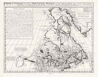 Nouvelle France 1714 Map on Heavy Cotton Canvas 22x27 | Etsy