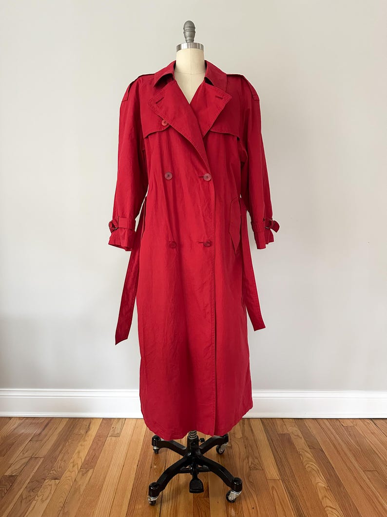 Vintage Mark Shale Red Trench Coat | Made in USA Cotton | Classic ...