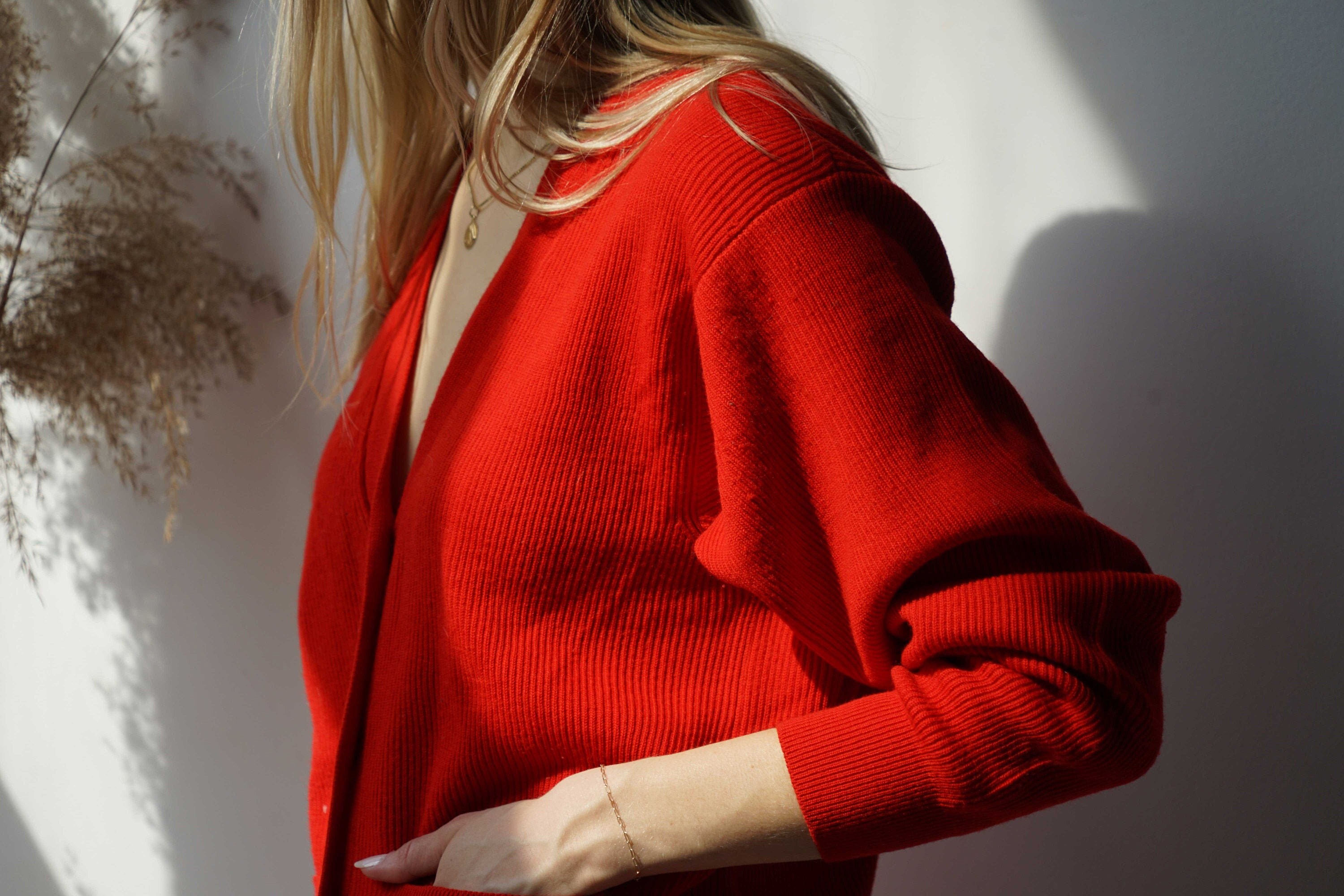 Vintage Red Button Cardigan Sweater | Japanese 80s Long Sleeve Sweater ...
