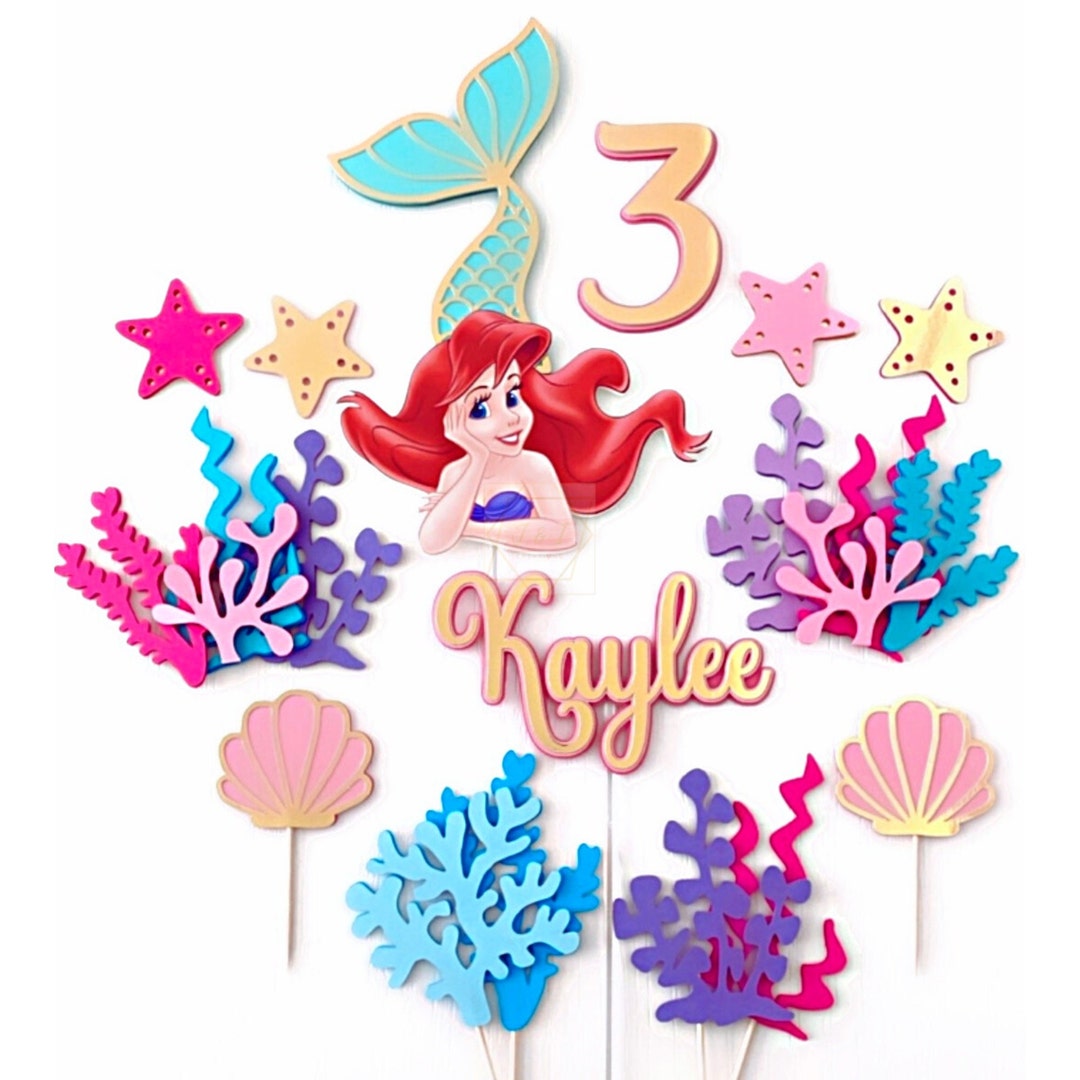 The Little Mermaid Cake Decor, Personalized Mermaid Cake Decor, Mermaid ...