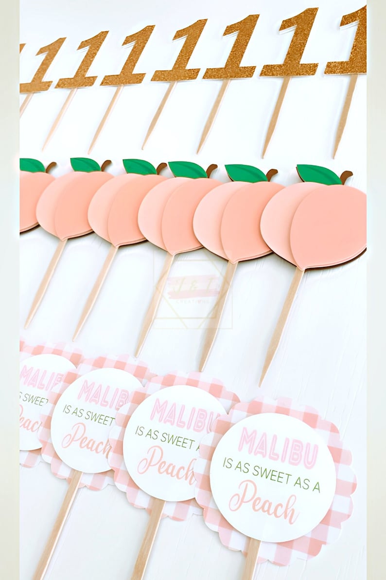 One Sweet Peach Cake Topper Sweet as a Peach Cupcake Topper - Etsy