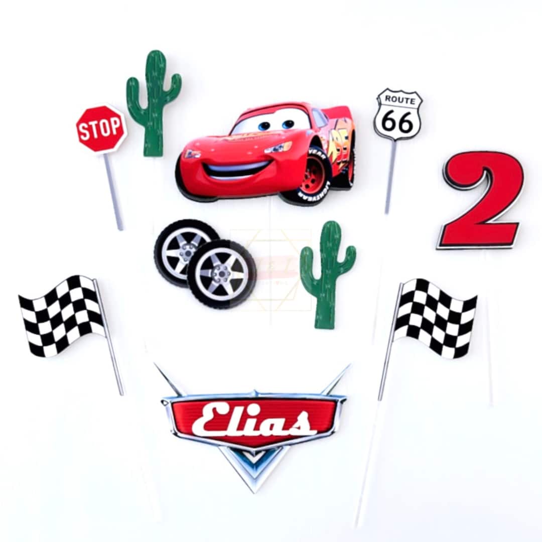 Lightning Mcqueen Cake Topper, Personalized Race Car Birthday Decor ...