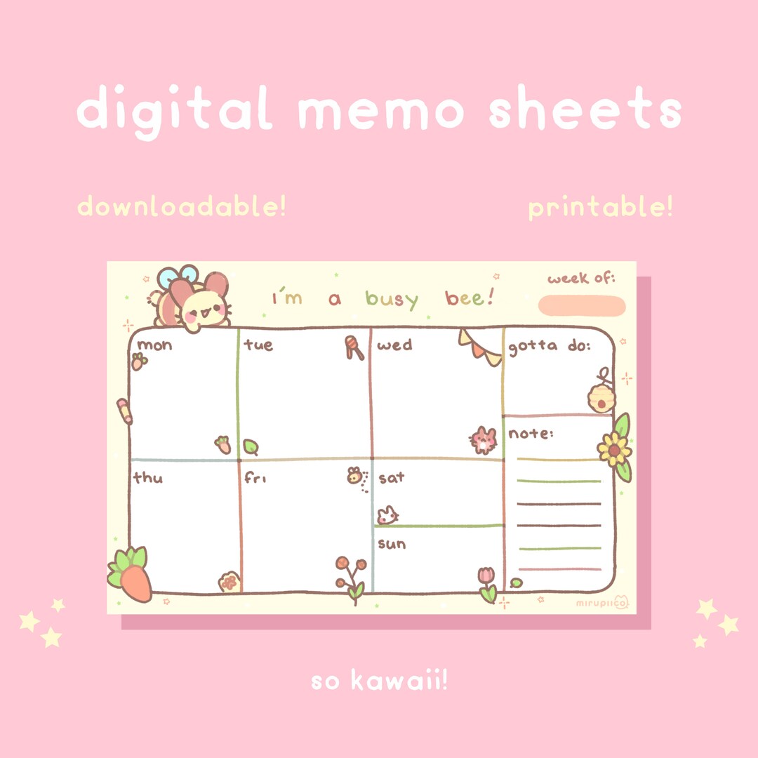 Busy Bee Printable Week Planner - Etsy