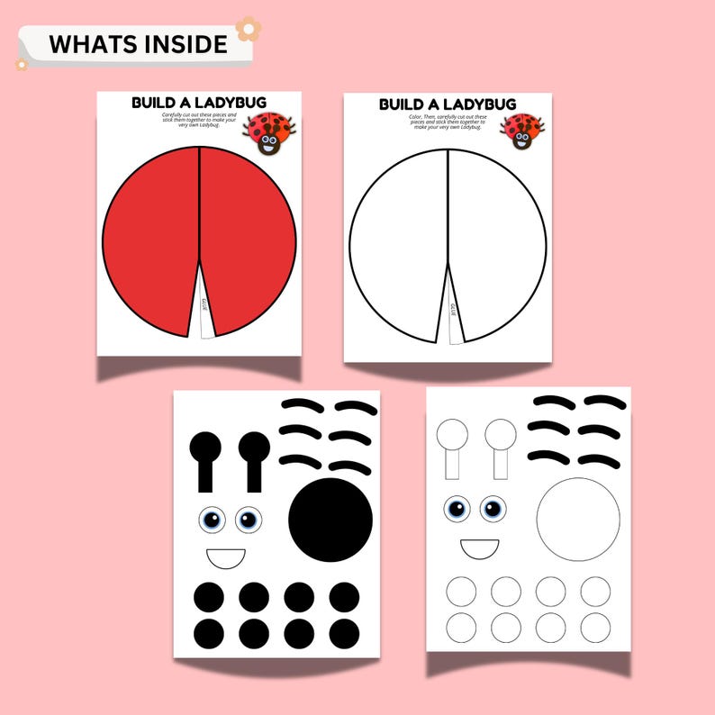Build a Ladybug Craft Printable for Kids, Cut and Paste Activity ...